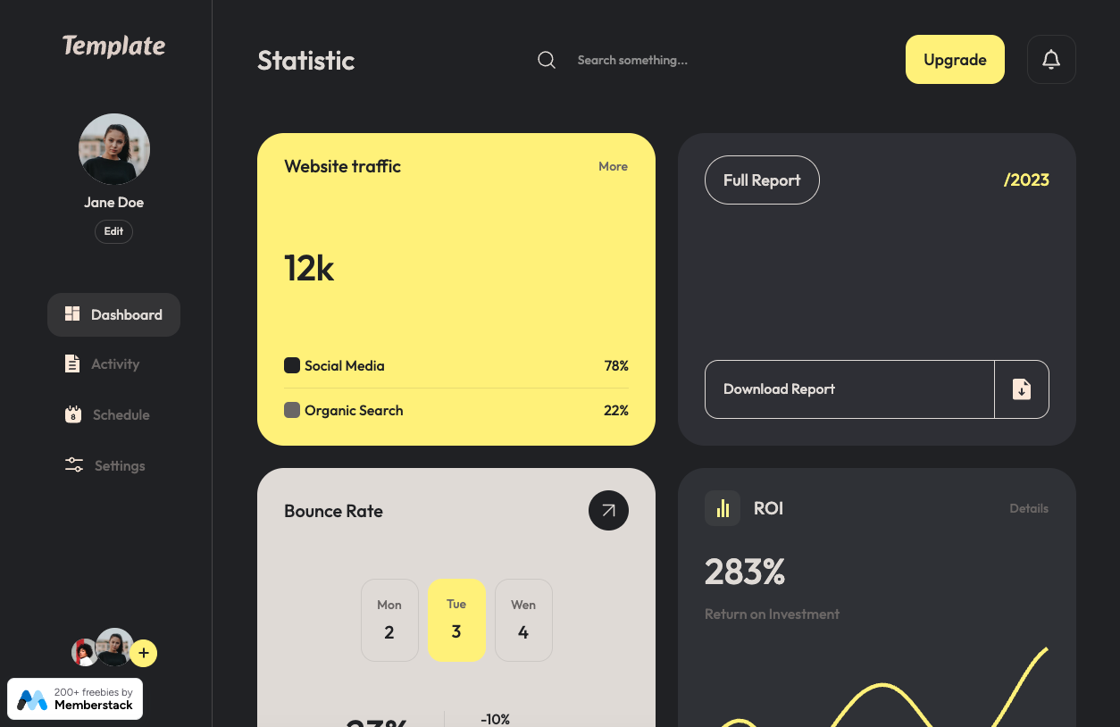 Analytics Dashboard Free Webflow Component